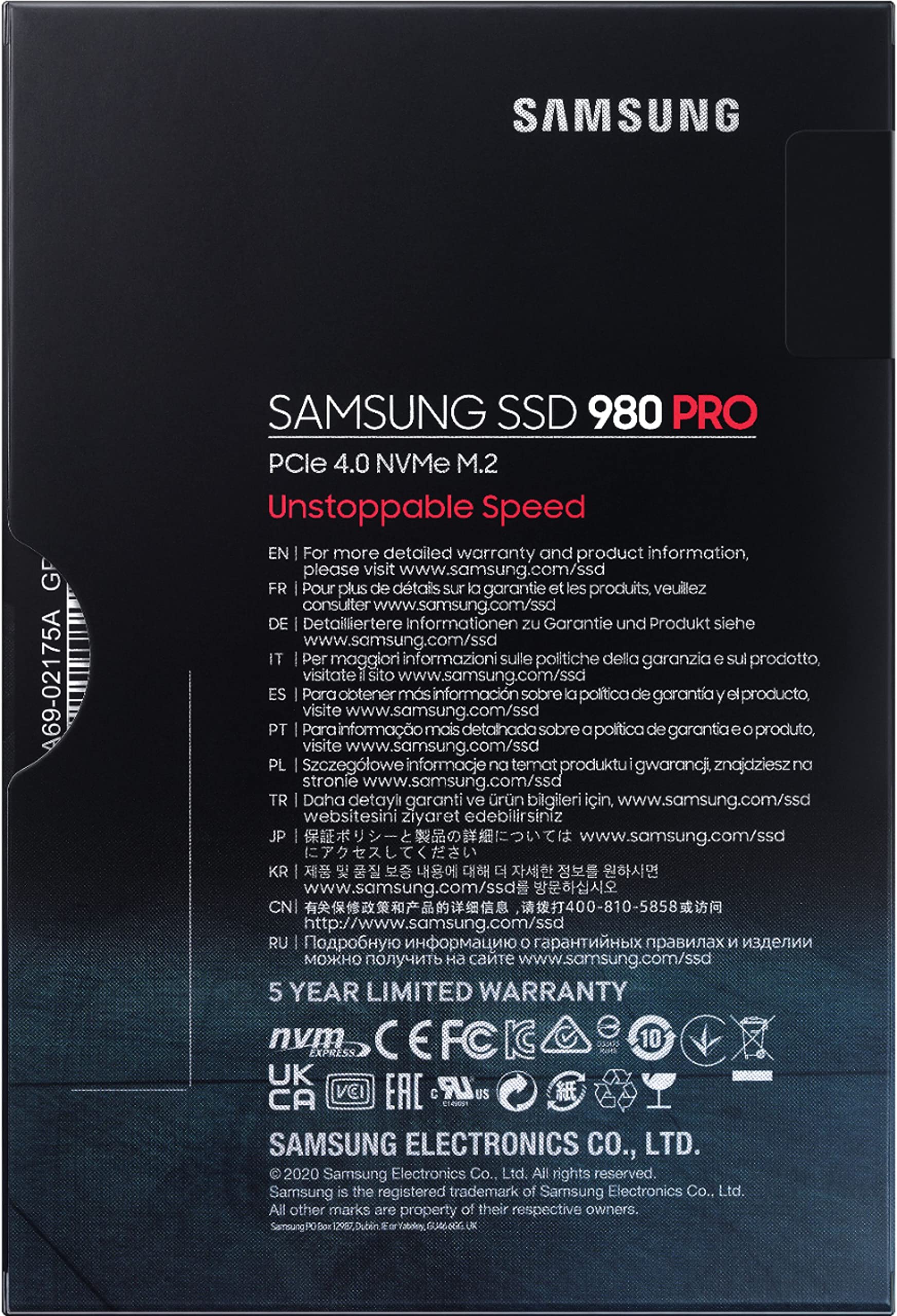 Samsung 980 PRO 2TB PCIe SSD - 7,000 MB/s 4.0 x 4 M.2 NVMe Gen4 Internal Gaming Solid State Drive with V-NAND Technology for Laptops Desktops and Crypto Chia Mining - MZ-V8P2T0B/AM