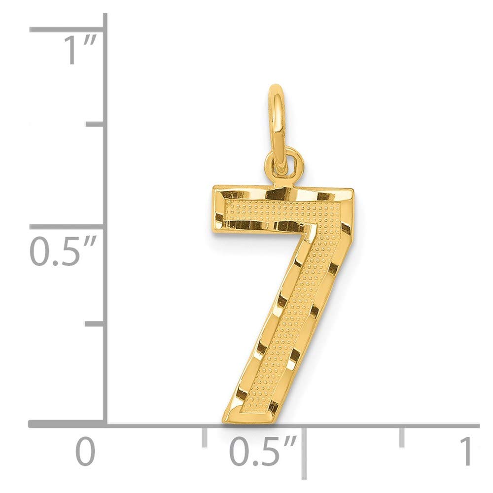14k Medium Diamond-cut Number 7 Charm 17.81mm 9.78mm style MN07