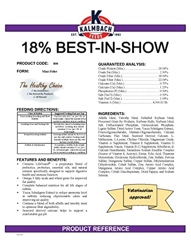 Kalmbach Feeds 18% Best in Show Rabbit Feed for All Rabbits, 50 lb Bag