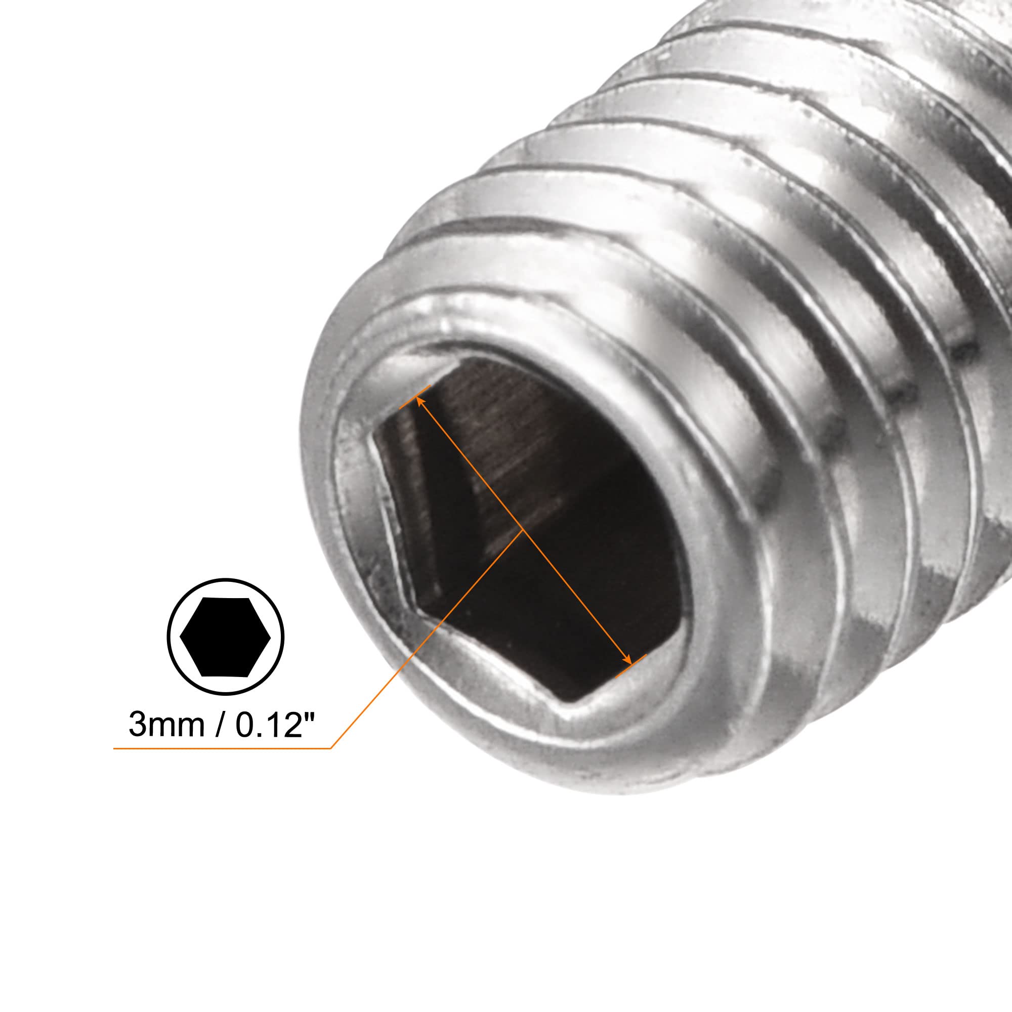 uxcell Ball Point Set Screws, M6 x 10mm 304 Stainless Steel Metric Spring Hex Socket Screw 10pcs