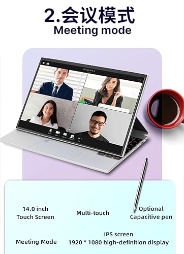 14-inch IPS Touch Screen Computer Tablet Laptop N5105 Office Business Notebook 16G 128G -1TB SSD RGB Windows 11 Touch ID Silver 16G-128G SSD/Intel N5105