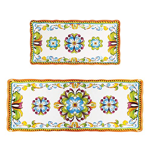 Le Cadeaux Melamine 10 x 5 inch Biscuit Tray and 15 x 6 inch Baguette Tray Serving Set, Toscana