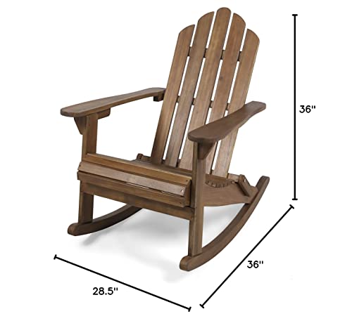 Christopher Knight Home Cara Outdoor Adirondack Acacia Wood Rocking Chair, Dark Brown Finish