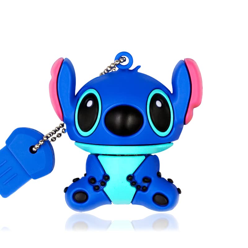 2 Pack Novelty Stitch Shape Design 64GB USB 2.0 Flash Drive Cute Memory Stick Stitch Thumb Drive Data Storage Pendrive Cartoon Jump Drive Gift (2 Colors: Blue Pink)