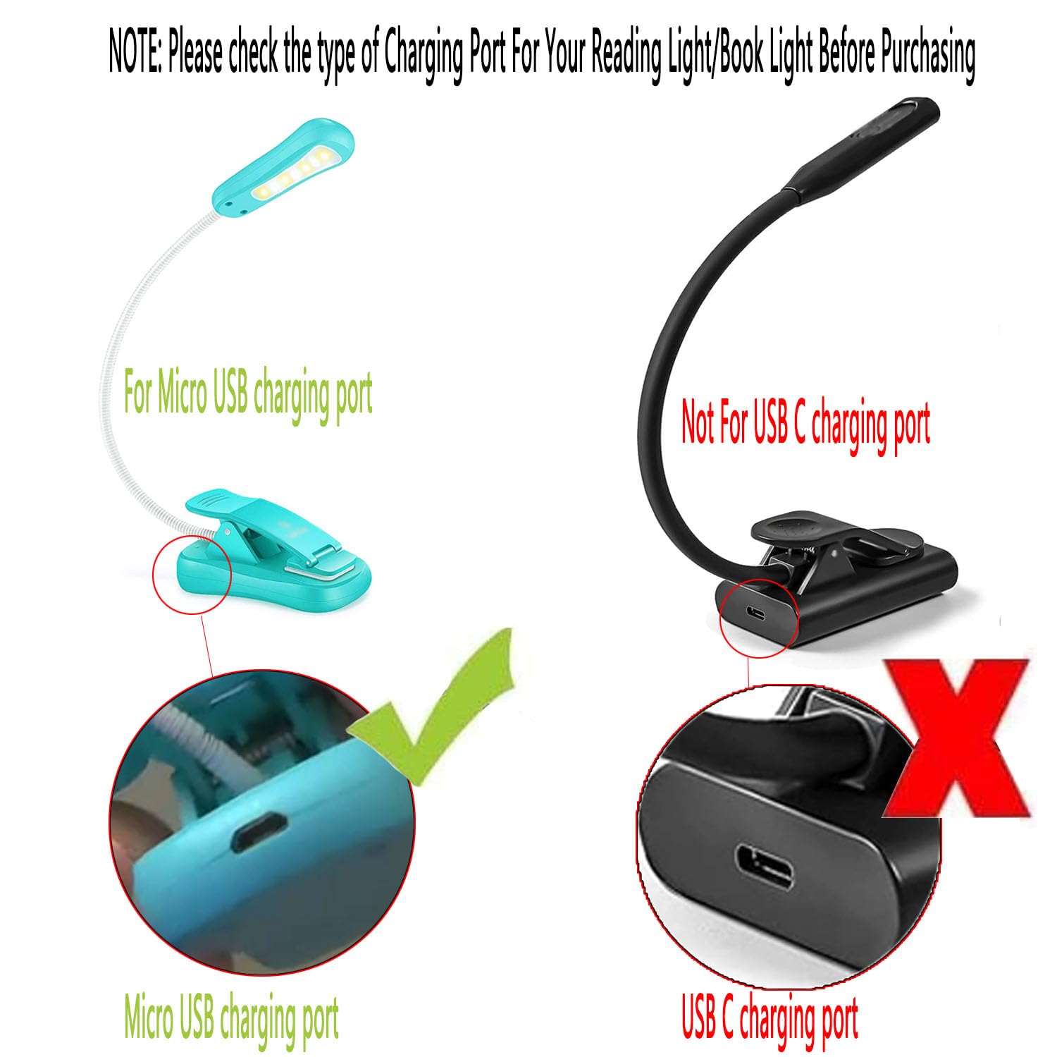 Gzzscortd LED Reading Light Charger Cord, USB Charging Cable Compatible with Vekkia/TAKKUI/LEDGLE LED Neck Reading Light, Compatible with Vekkia/VAVOFO/AMIS/Hooga/Miday LED Reading Light Book Light