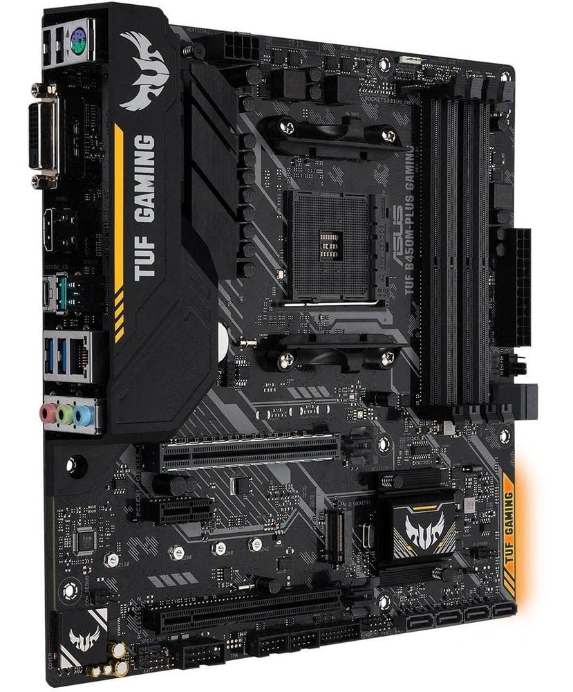 ASUS TUF B450M-Plus Gaming AMD Ryzen 2 AM4 DDR4 HDMI DVI-D M.2 mATX Motherboard