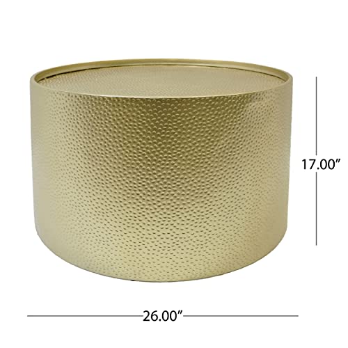 Christopher Knight Home Rache Modern Round Coffee Table with Hammered Iron, Gold, 26. 00β L x 26. 00β W x 17. 00β H