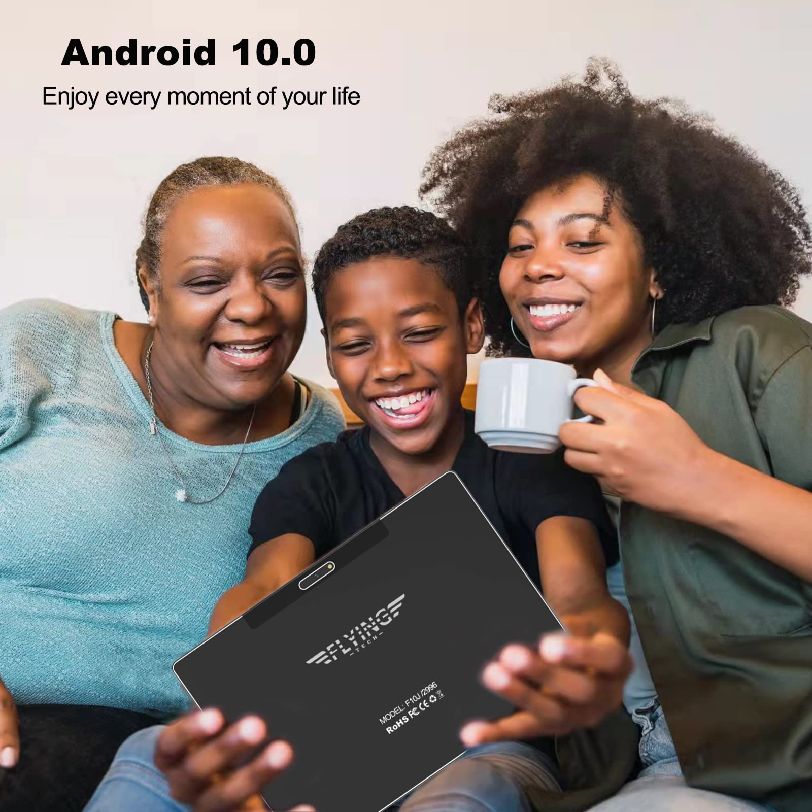 Tablet 10.1 Inch, Android Tablets, 32GB ROM 128GB Expand Storage, Octa-Core Processor, IPS HD Display, 5MP+13MP HD Dual Camera, 6000mAh Battery, WiFi, Bluetooth, GMS Certified Tablet(Black)