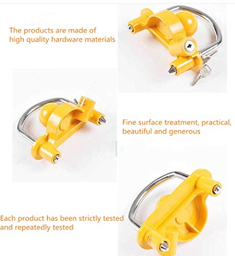 DEF Coupler Lock Hitch Trailer Lock with 2 Keys Heavy-Duty Steel Fits 1-7/8" 2" and 2-5/16" Replaces#72783 Yellow and Chrome