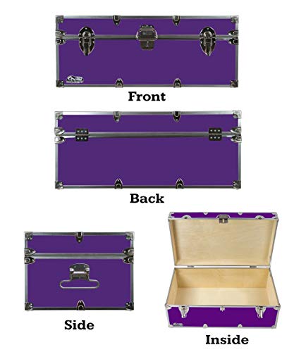 C&N Footlockers Summer Camp Trunk with Organizer Tray - Happy Camper Storage Chest - Available in 20 Colors - 32 x 18 x 13.5 Inches (Purple)