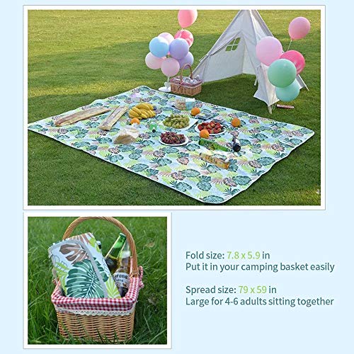 Picnic Mat,Reversible Mats,Beach Blanket,59"x 79"Large Floor Mat for 6 Adults Outdoors Rugs,Patio,Backyard,Deck,Trailer,Camping,Travelling Rugs ,Yoga,Exercise(59"x79", green01)