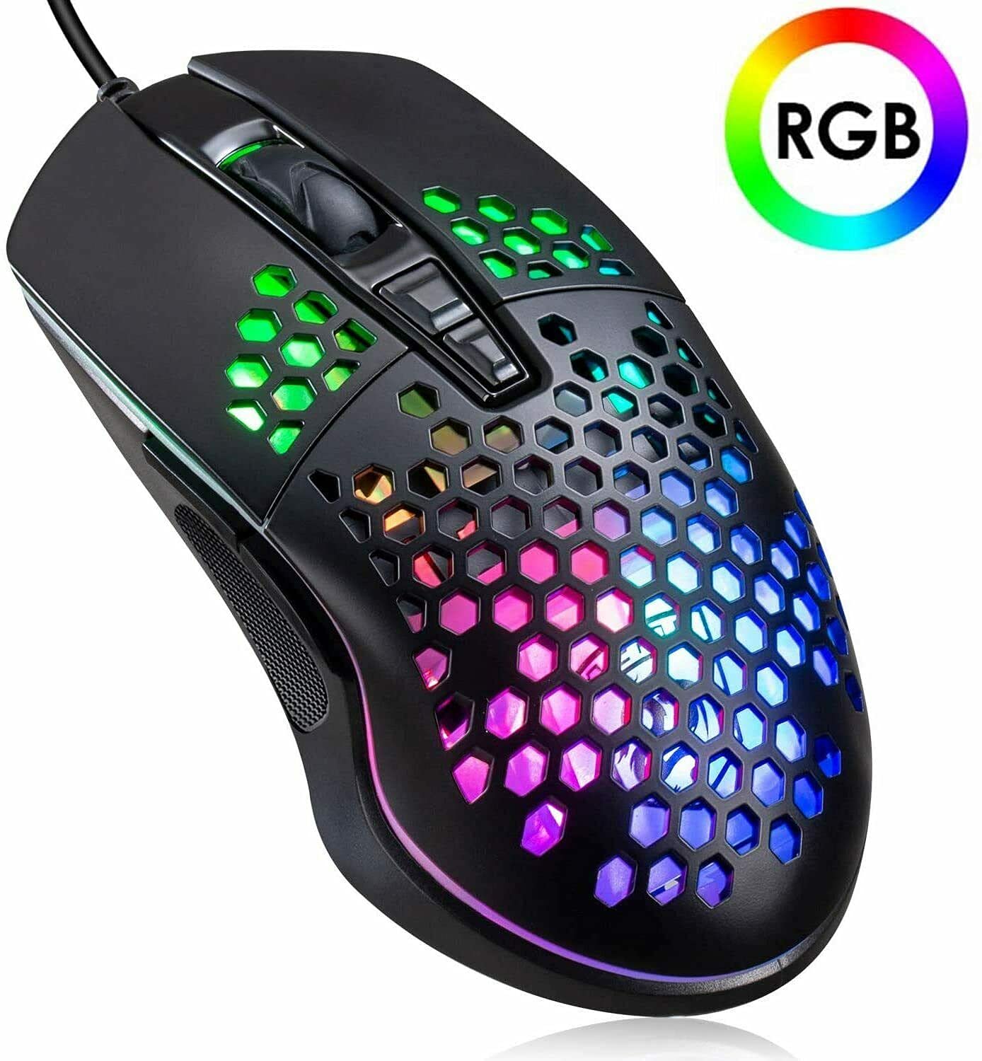 Wired Gaming Keyboard and Sets 87 Keys Rainbow Backlit Mechanical Keyboard ,RGB Backlit 6400 DPI Lightweight Gaming Mouse, Mouse Pad (Black)