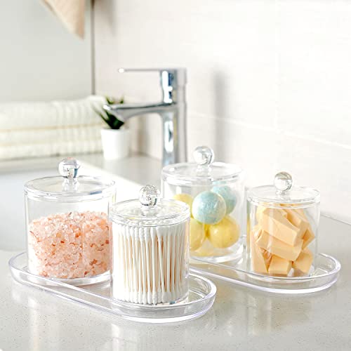 Acrylic Vanity Tray Bathroom Storage Organizer Tray, Catchall Tray,Countertop Sink Tray Dispenser,Sturdy Holder for Cabinet, Vanity, Shelf, Cupboard, Cabinet, or Closet Organization(2 Pack) (Clear)