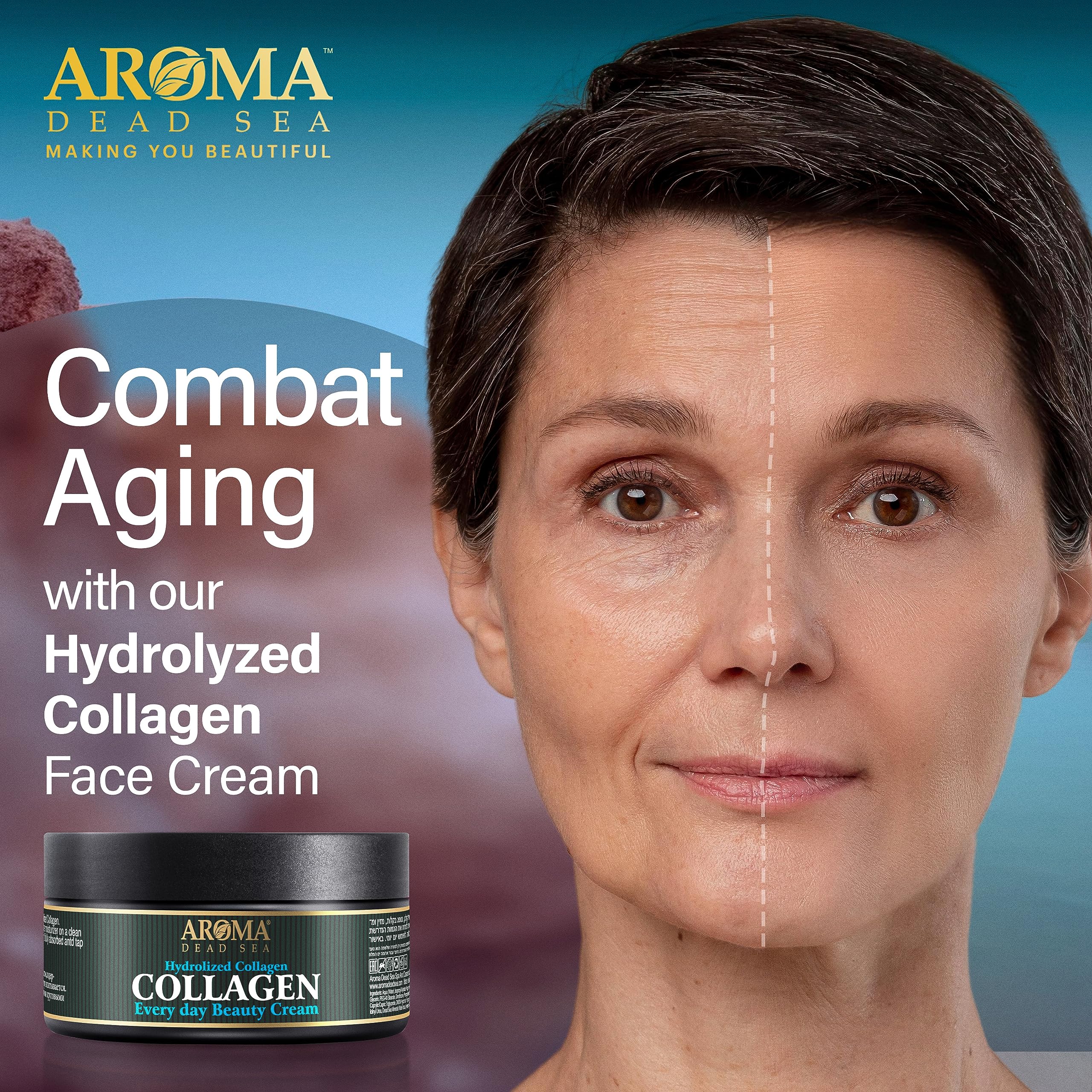 Aroma Dead Sea Collagen Cream - Anti Aging Day & Night Moisturizer, 100ml
