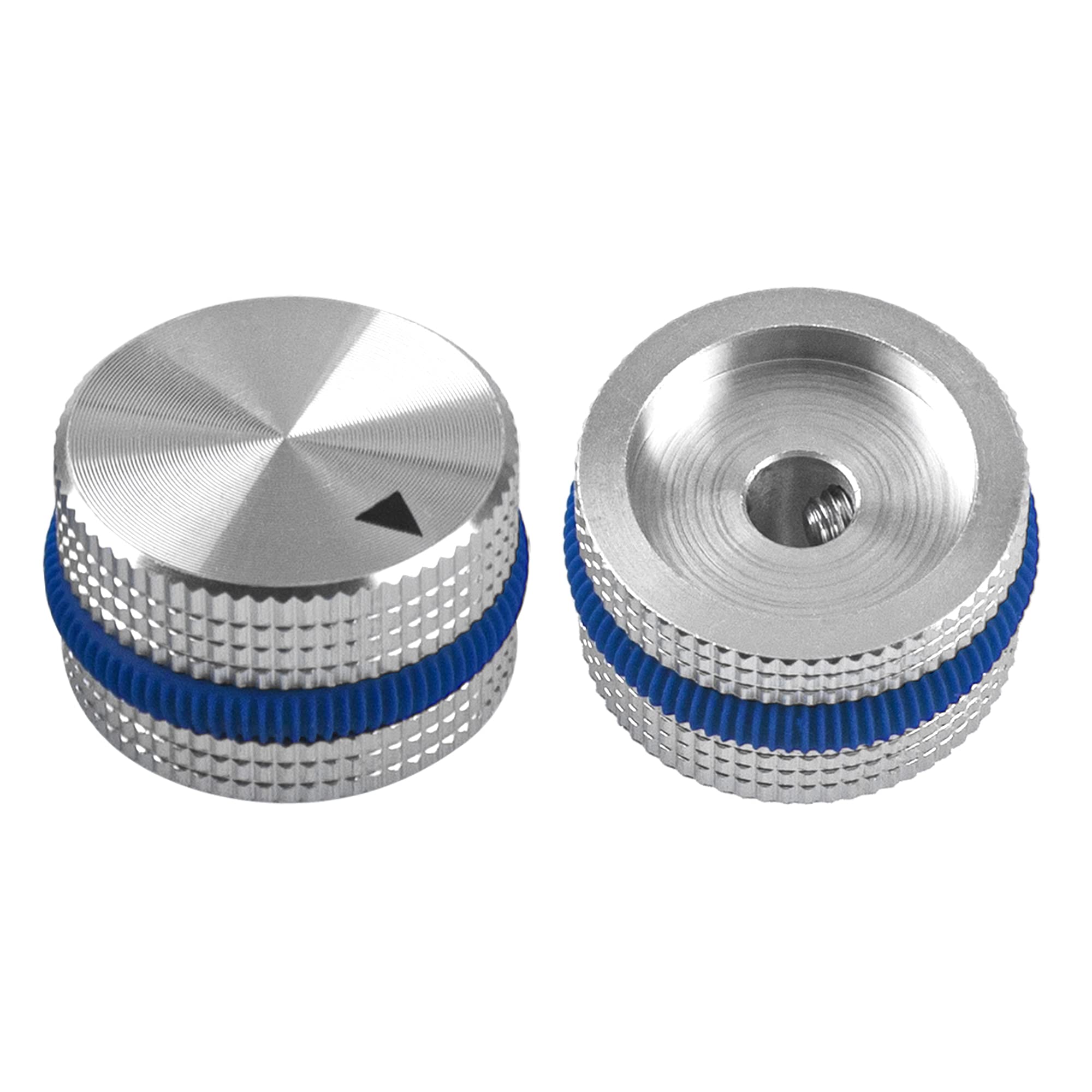 2Pcs Yootones 25 x 15.5mm Guitar knob Potentiometer Control Knob Volume Audio Electric Guitar Bass knob Screw Type Silver Aluminum Alloy & Rubber Ring Compatible with 6mm diameter shaft (Blue)