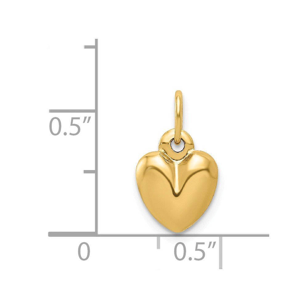 14K Yellow Gold Puffed Heart Charm Pendant