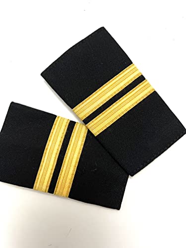 Pilot Epaulettes (Gold 2 Stripes) Made for Professional Look 2/3 bar Silver/Gold