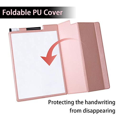 CRCHOM Small White Board Dry Erase Board A4 Magnetic Desktop Whiteboard 8" x 12" Portable Whiteboard Easel with Stand Pink PU Cover Case for Kids, Adult, Office, Home, School