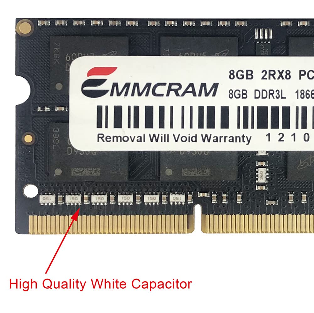 EMMCRAM 16GB(8GBx2) PC3L-14900S DDR3 / DDR3L Laptop RAM 1866MHz 1867mhz SODIMM 2Rx8 1.35V Non-ECC Unbuffered 204Pin Notebook Memory SDRAM Black
