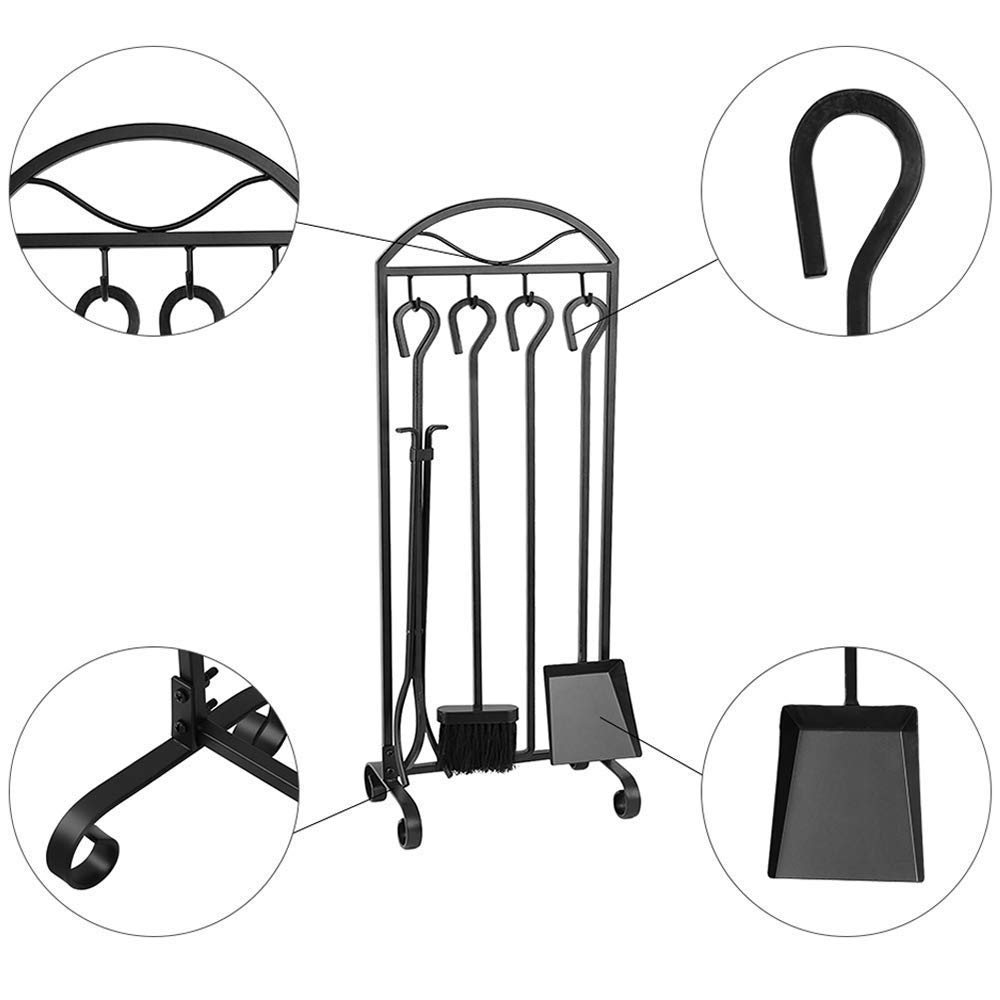 Amagabeli 2Pack Firewood Bracket Rack Outdoor Bundle 5 Pieces Fireplace Tools