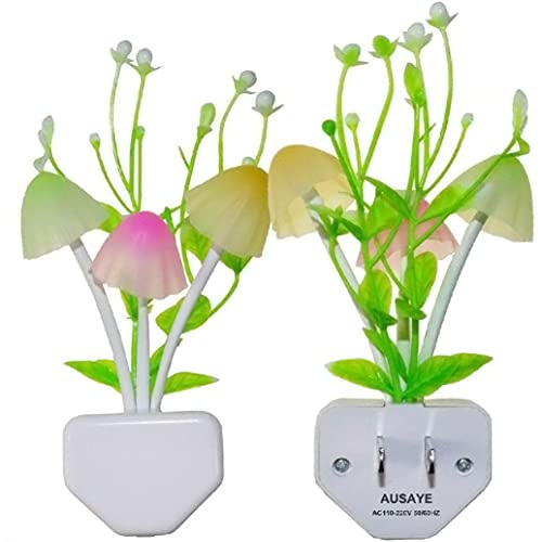 AUSAYE 2 Pack LED Sensor Night Light Plug-in NightLight Color Changing Lamp Mushroom Decor, Mini Cute Night Lights for Kids Adults Bedroom,Toilet, Bathroom, Stairs, Kitchen, Hallway