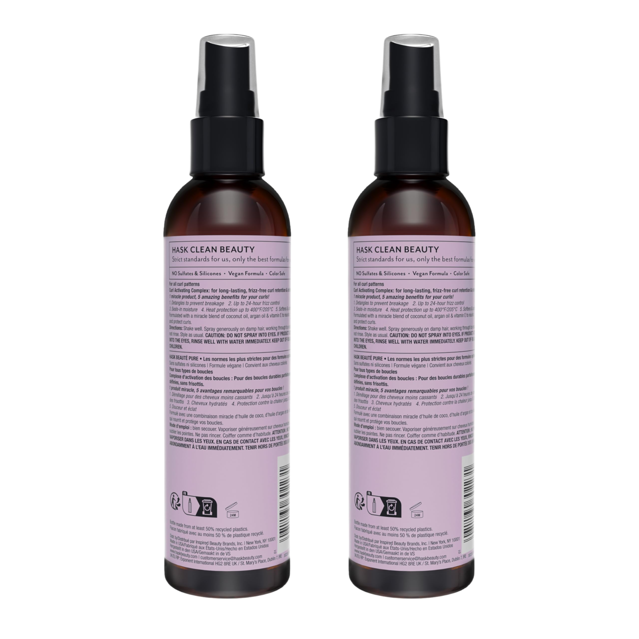 HASK CURL CARE 5-IN-1 Leave-In Spray Conditioner 2 Piece Bundle- vegan formula, cruelty free, color safe, gluten-free, sulfate-free, paraben-free
