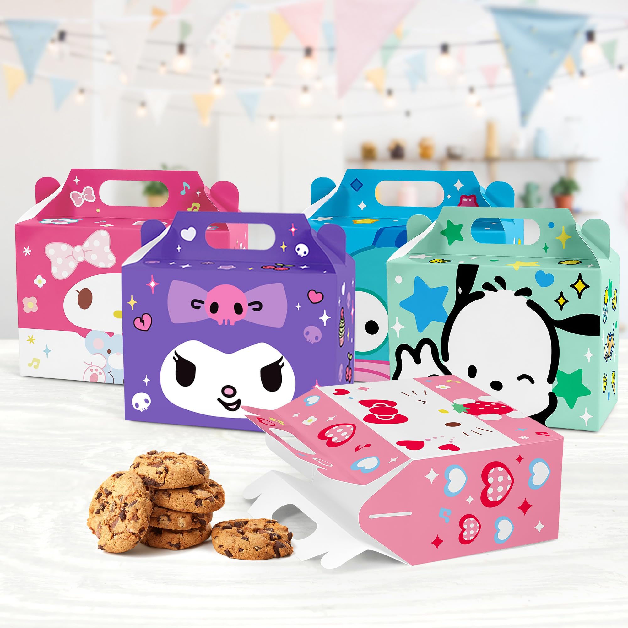 24PCS Cute Party Favor Boxes Treat Boxes, Cartoon Theme Candy Boxes Goodie Gift Boxes with 12 Styles Pattern Birthday Party Supplies Party Decorations