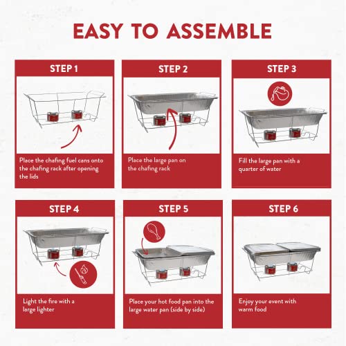 Alpha Living 70027 33-Pcs Disposable Chaffing Buffet with-Covers, Utensils, 6Hr Fuel Cans β Premium Chafing Dish Set for Events, Parties, Catering