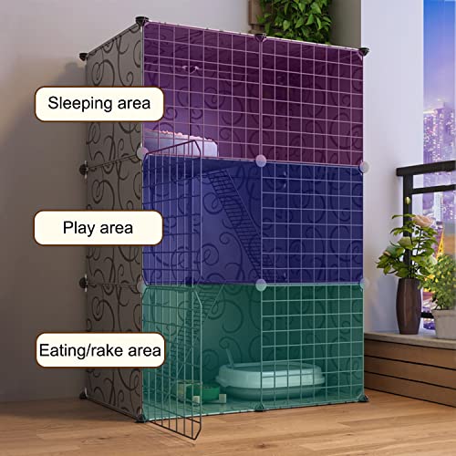3 Tier Cat Cage Large DIY Cat Enclosure, Pet Playpen, Cat Playpen for Small Animals, Cat Houses for Indoor, Extra Large Exercise Place, Easy to Clean, Accommodates 1-3 Adult Cats (Size : Black 110x37