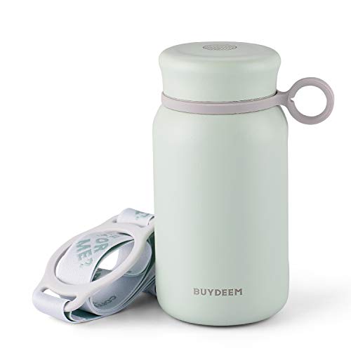 BUYDEEM Born for Girls & Ladies, CD13 Thermos Water Bottle Tumbler Flask, Cute Unique Design, Wide Mouth with Screw-on Lid, Stainless Steel Coffee Tea Travel Mug, Cozy Greenish