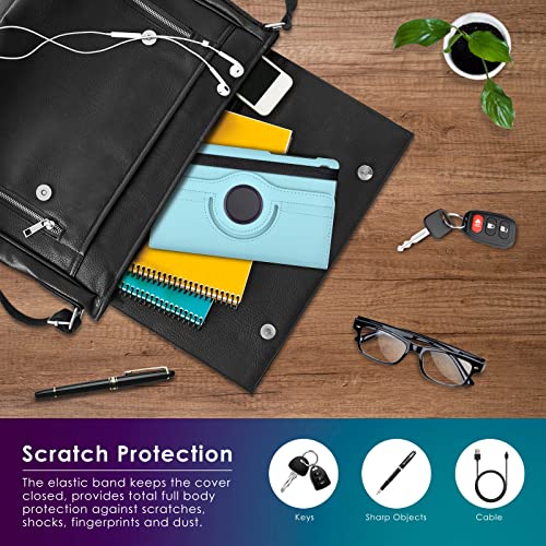 DETUOSI Rotating Case for Samsung Galaxy Tab A7 Lite 8.7" 2021 (SM-T220/ T225/ T227U), 360 Degree Swivel Multi-Angle Stand Folio Leather Book Cover + Protective Hard Back Shell + Elastic Band Closure
