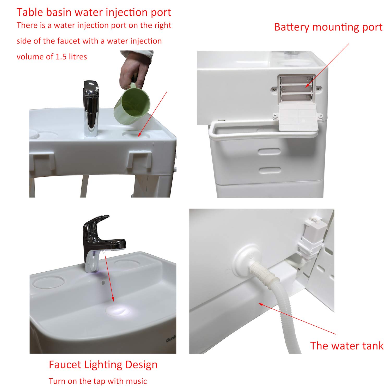 HTTMT- Washstand Self-Care Station Portable Wash Basin For Child Kids Baby Toddler KEarly Training Learning Plastic Washbasin Simulation Towel Shelf [P/N: ET-BABY007-WHITE]
