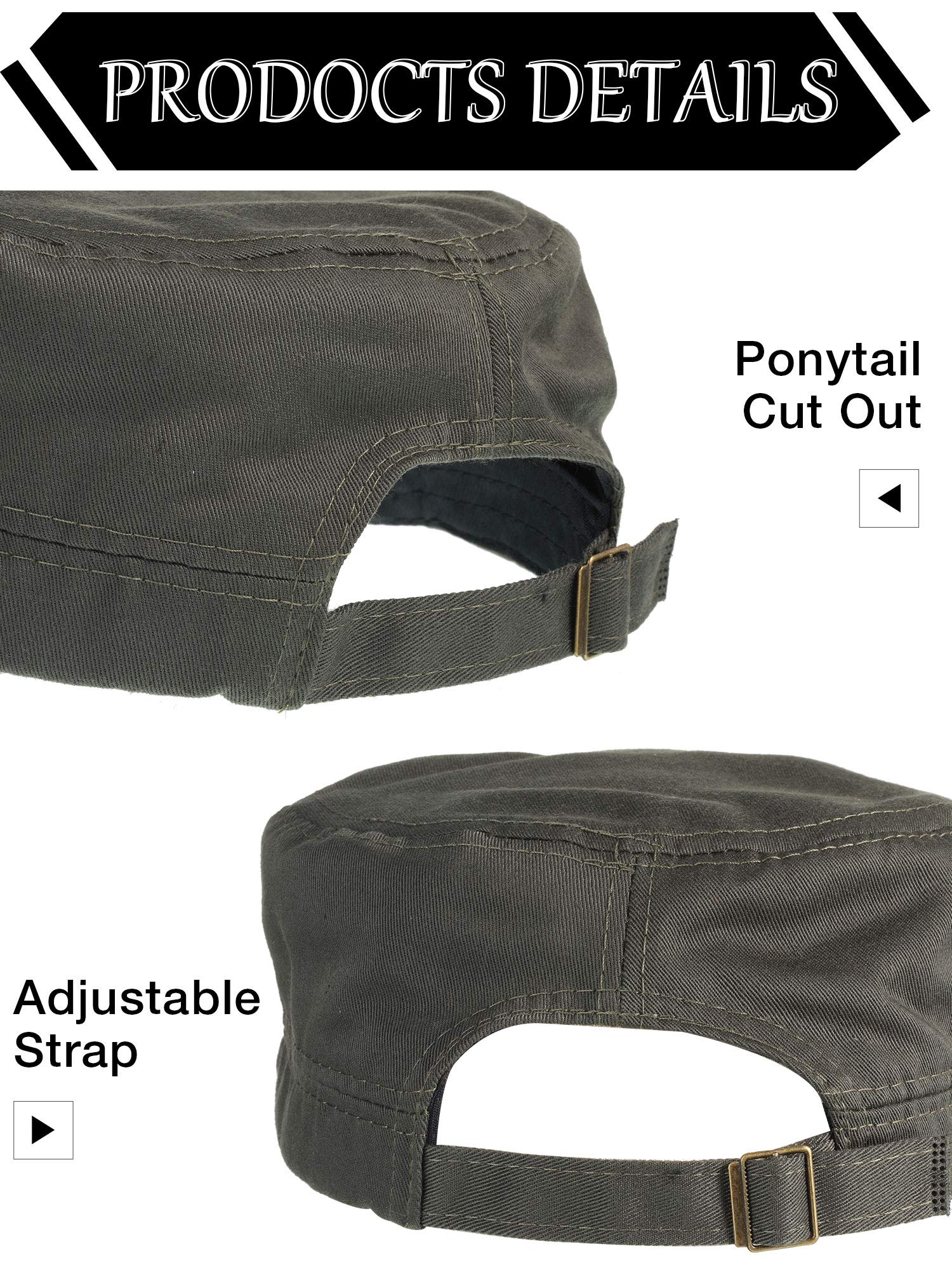 2 Pieces Cadet Army Hats Cadet Caps Military Hat Unisex Adjustable Flat Caps for Women Men (Black, Army Green)