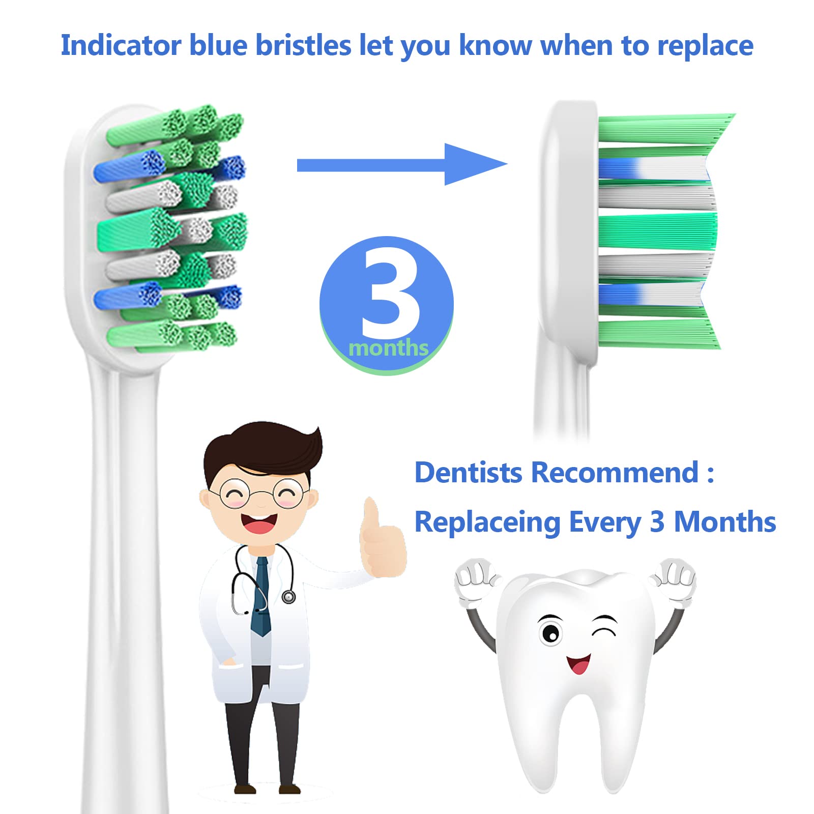 ALTLAU Replacement Toothbrush Heads Compatible with Philips Sonicare Toothbrush, Click-on Replacement Brush, 8 Pack