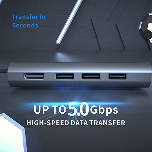 2 Pack LasAnclas USB C Hub, USB C Docking Station with 4K HDMI, 100W PD, 5Gbps USB 3.0, SD/TF Card Reader 1Gbps, LAN USB C Dongle