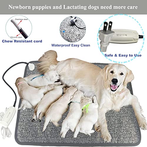 DEOMAN Pet Heating Pad for Dogs Heated cat Bed mat Indoor Electric Dog Heating pad cat Heating pad Chew Proof Cord,Large Size,Easy Clean