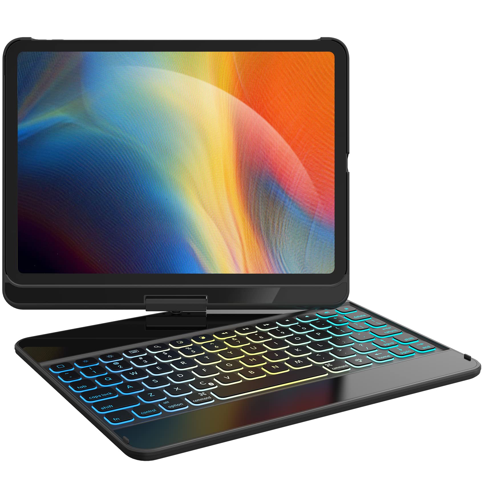 GreenLaw iPad Air 5th 4th Generation Case with Keyboard, DIY 7 Color Breathing Backlit, 360° Rotatable, Auto Sleep, Keyboard Case for iPad Pro 11 Inch(4th/ 3rd/ 2nd/ 1st Gen.), Black