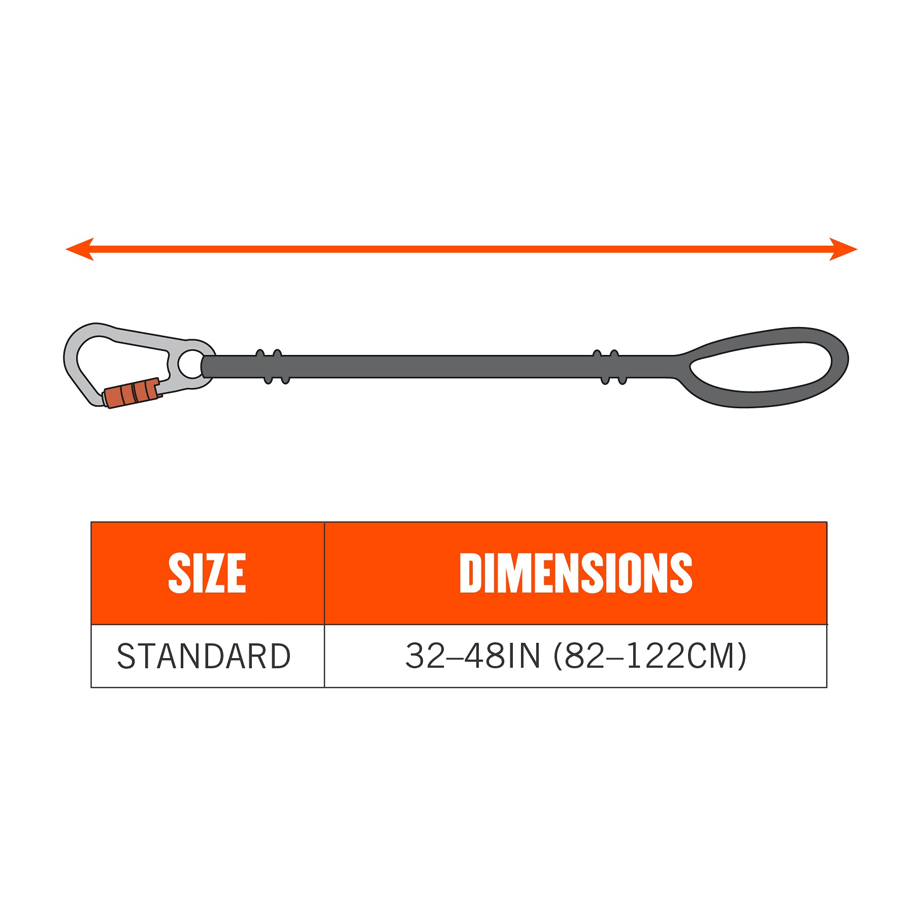 Ergodyne Squids 3105 Tool Lanyard with Aluminum Screw Lock Carabiner, Tool Weight Capacity 15lbs , Black