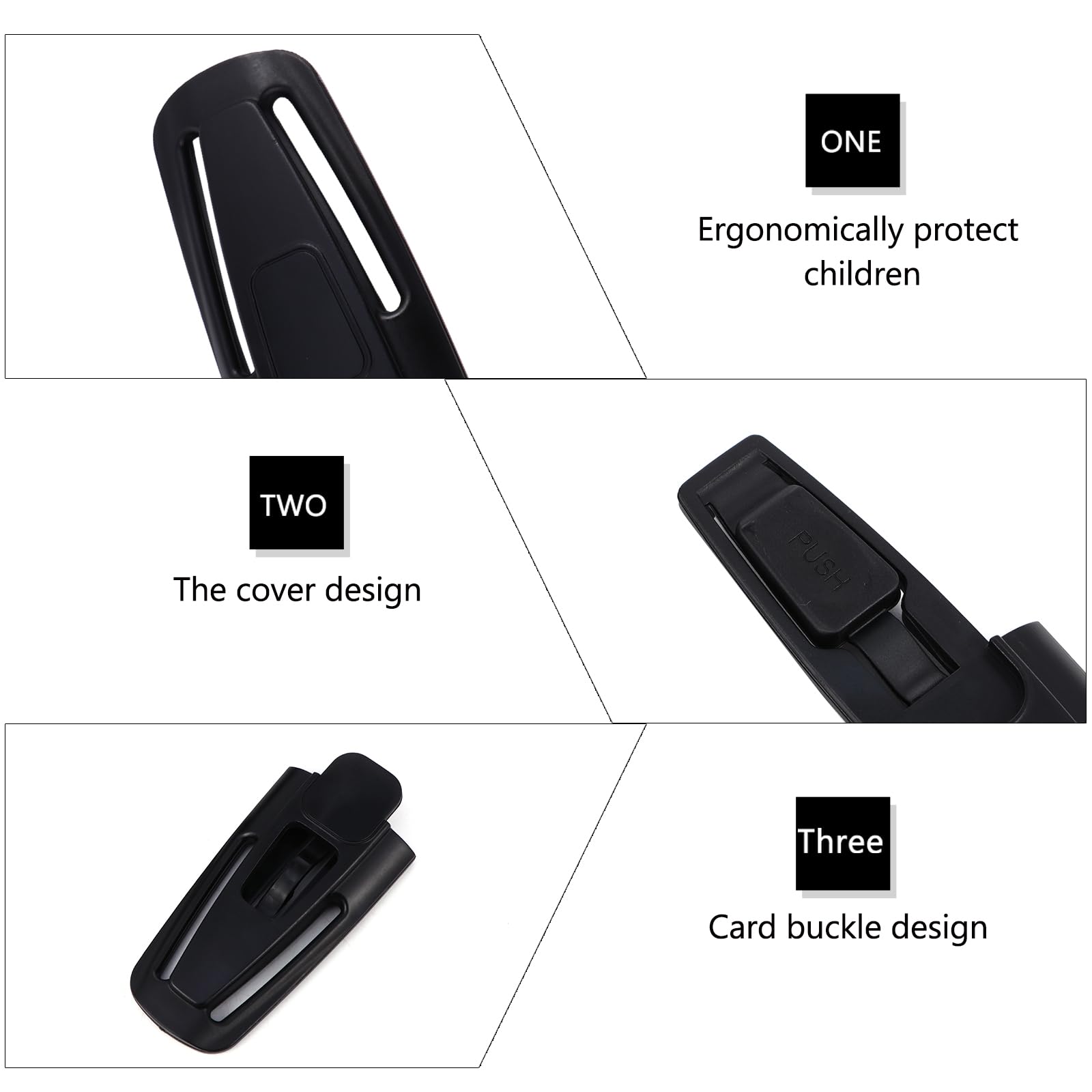HEALLILY Baby Chest Harness Clip Adjustable Safety Belt Guard Seat Buckle Part 5 PCS (Black)