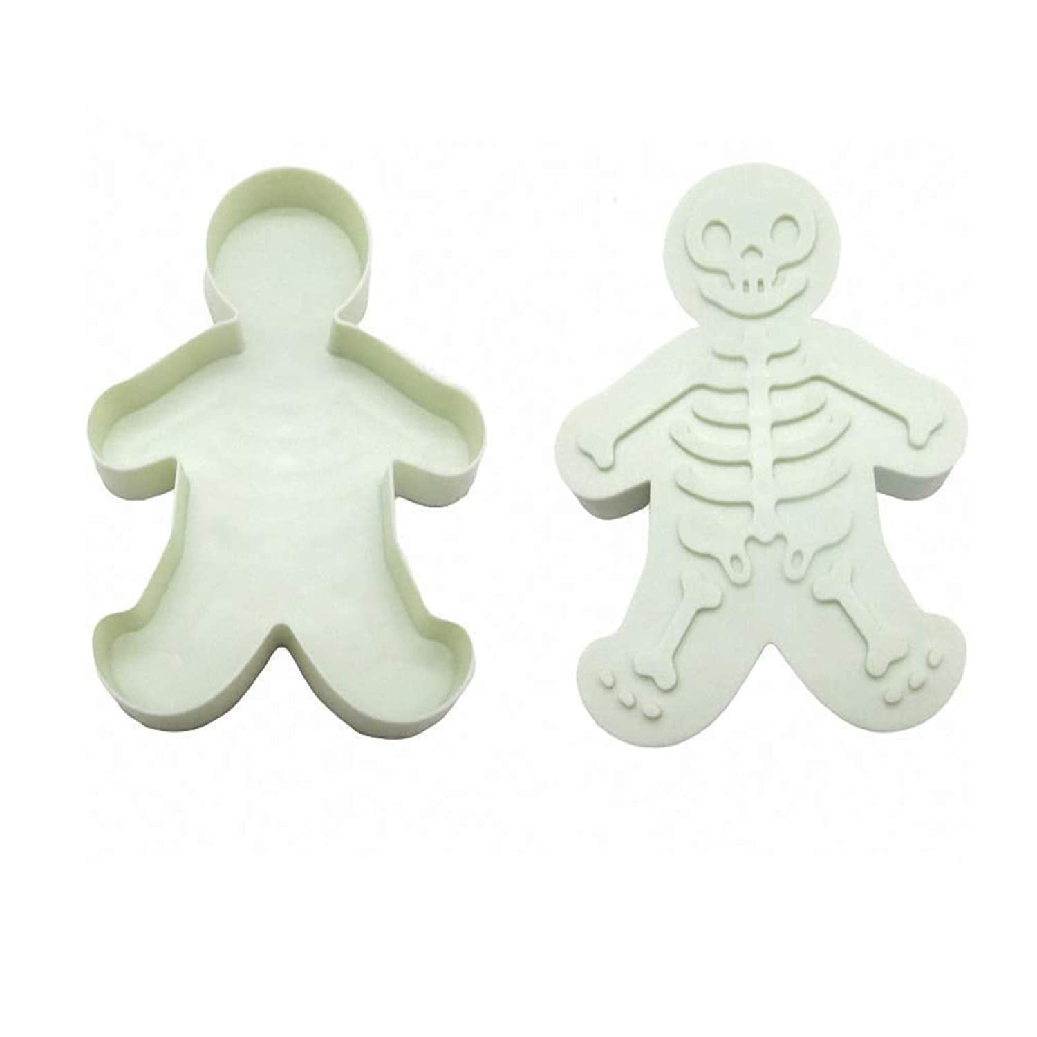 2Pcs Skeleton Cookie Mold, Skull Cookies Stampers SWEET SPIRITS Day of the Dead Cookie Cutter Gingerdead Men Cookie Cutter Halloween Christmas Bakeware Supplies
