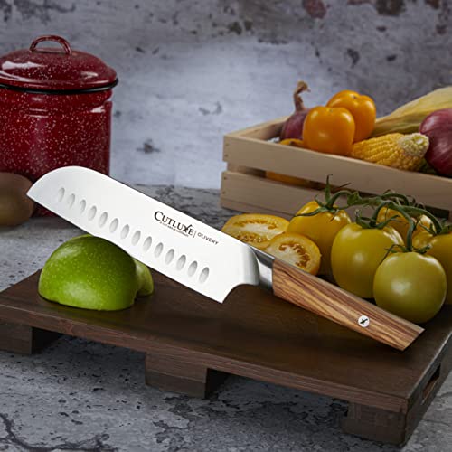 CUTLUXE Santoku Knife β 7" Chopping Knife β Olive Wood Handle β Full Tang β Olivery Series