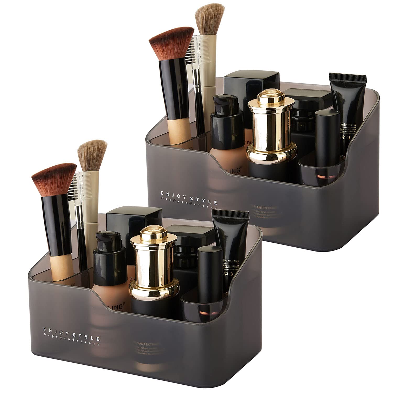 2 Pack Makeup Organizers and Storage,5-Compartment to Store Makeup/Lipstick/Makeup Brushes/Jewelry Etc. Bathroom Bedroom Cosmetic Storage (black)