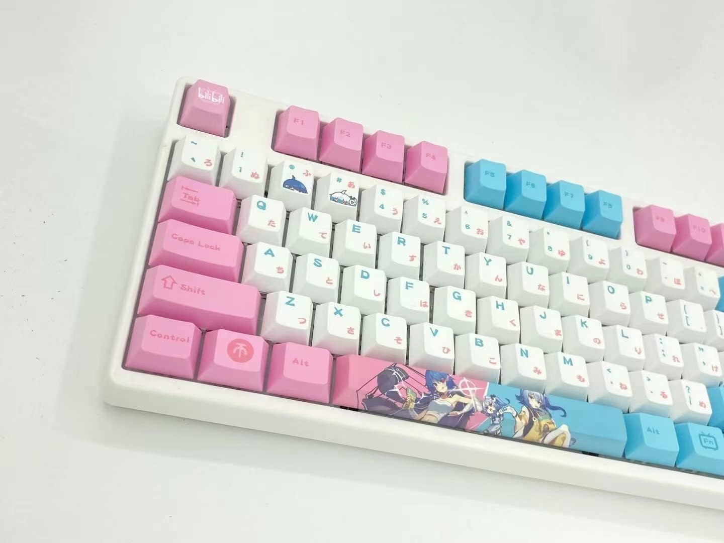 wwkeycaps Gaming Keyboard PBT Dye Upgrade 108 Keycap Set OEM Profile Keycaps Keyset with Puller Japanese Text Mechanical Keyboard (BiliBili)