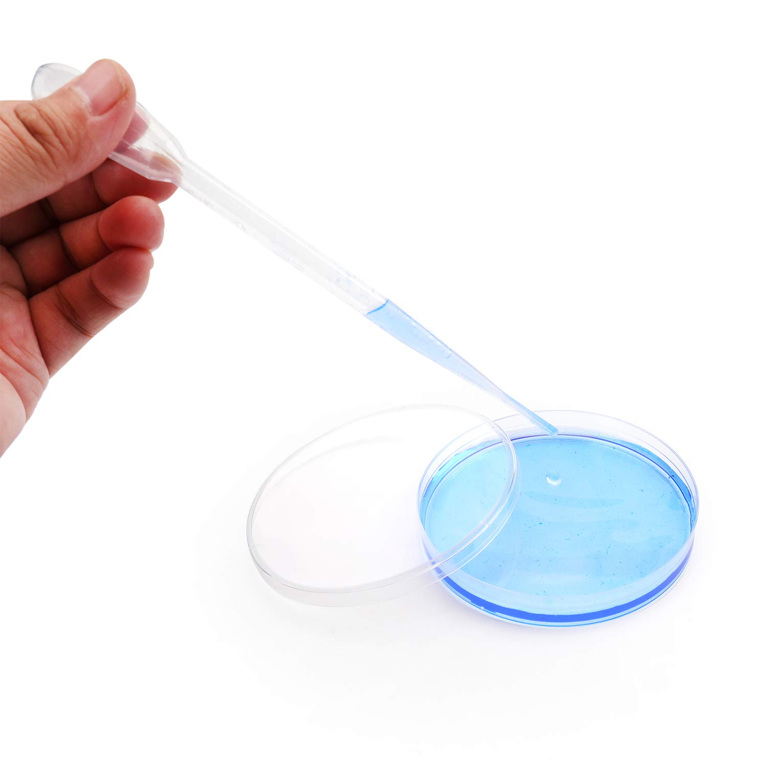 Bekith Petri Dishes with Lids, 50 Pack 90mm Dia x 15mm Deep Plastic Sterile Container, 50 Pack Plastic Transfer Pipettes(3ml)