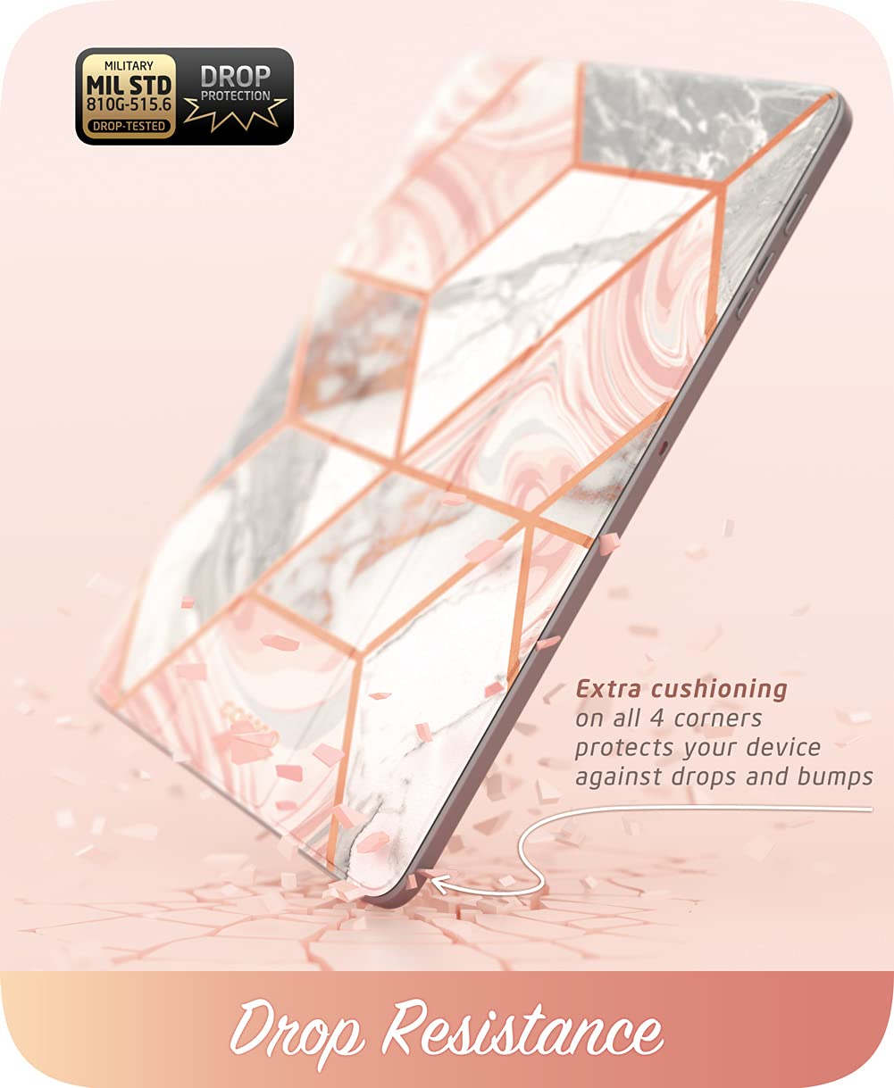 i-Blason Cosmo Case for Samsung Galaxy Tab S7 FE 12.4" 2021 Release Only, Full-Body Trifold with Built-in Screen Protector Protective Smart Cover with Auto Sleep/Wake & Pencil Holder (Marble)