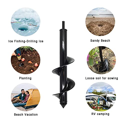 2 Pack Auger Drill Bit for Planting 3"x12" and 1.6"x9" Spiral Drill for Planting Flower Garden Auger Hex Drive Drill, Hole Digger Auger Set for 3/8β Hex Drive Drill