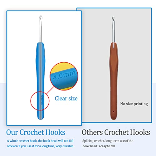 4 mm Crochet Hook, Ergonomic Handle for Arthritic Hands, Extra Long⯠Knitting Needles for Beginners and Crocheting Yarn (4 mm)