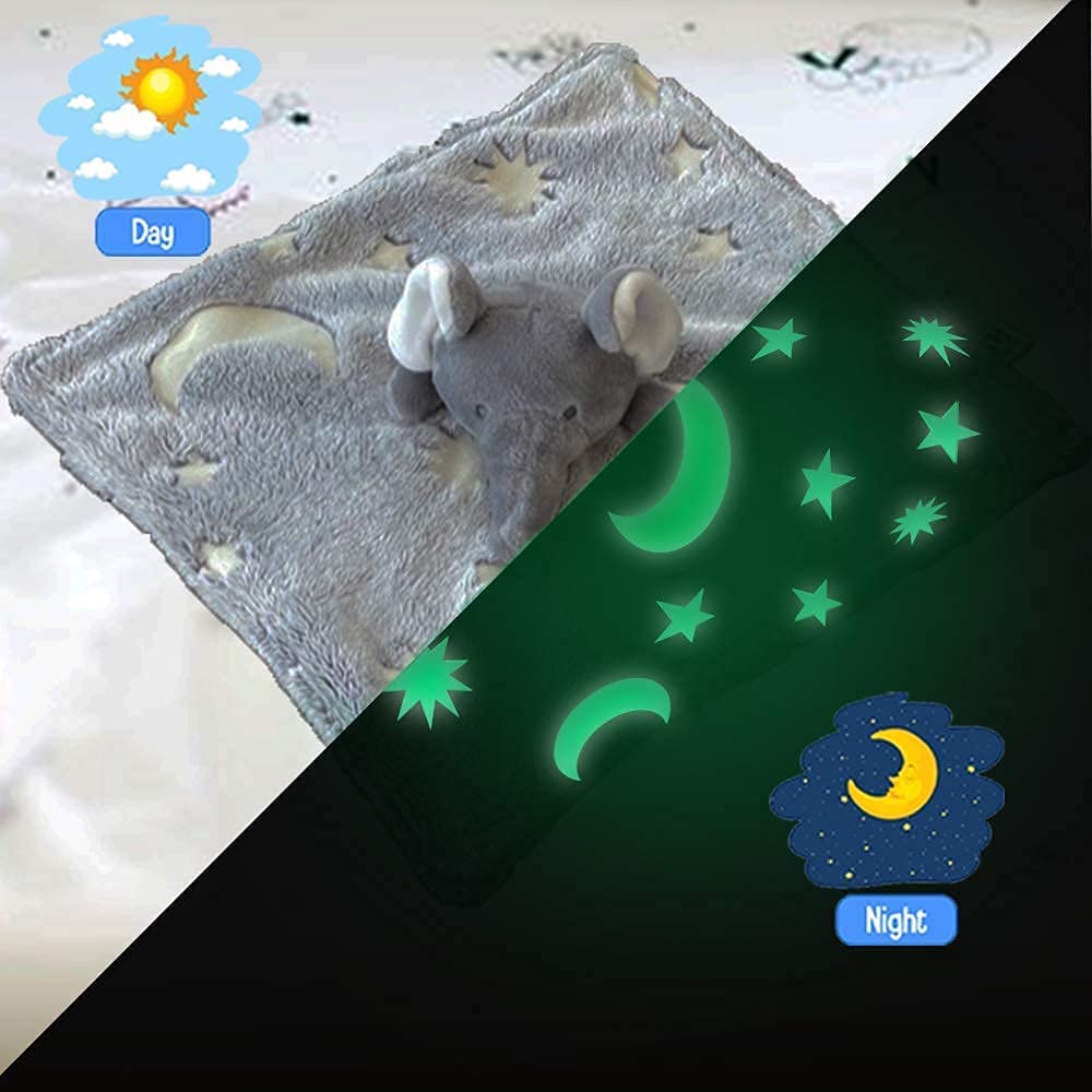 Believe BigDreams Loveys for Babies Girls - Baby Stuffed Animals for Newborn Boy - Grey Polyester Baby Security Blanket Stuffed Elephant for Baby Glows in The Dark…