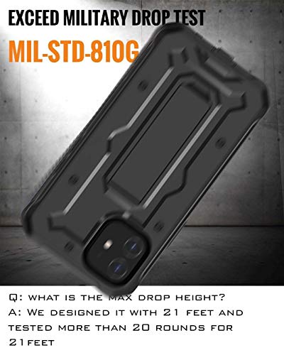 ArmadilloTek Vanguard Designed for iPhone 12 / iPhone 12 Pro Case (6.1 inches) Military Grade Full-Body Rugged with Built-in Screen Protector and Kickstand - Black