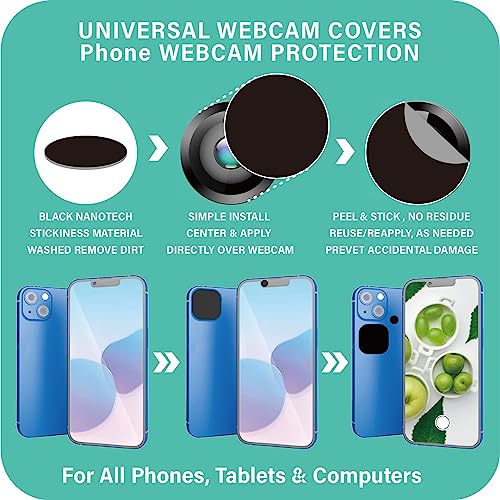 27 Pcs Nano Universal Webcam Covers - 5-Sizes for Every Size Webcam on Any Device -Reusable/Washed Multi-use β Protect Your Privacy and Prevent Lens Glass Breakage- 1 Microfiber Cleaning Cloth